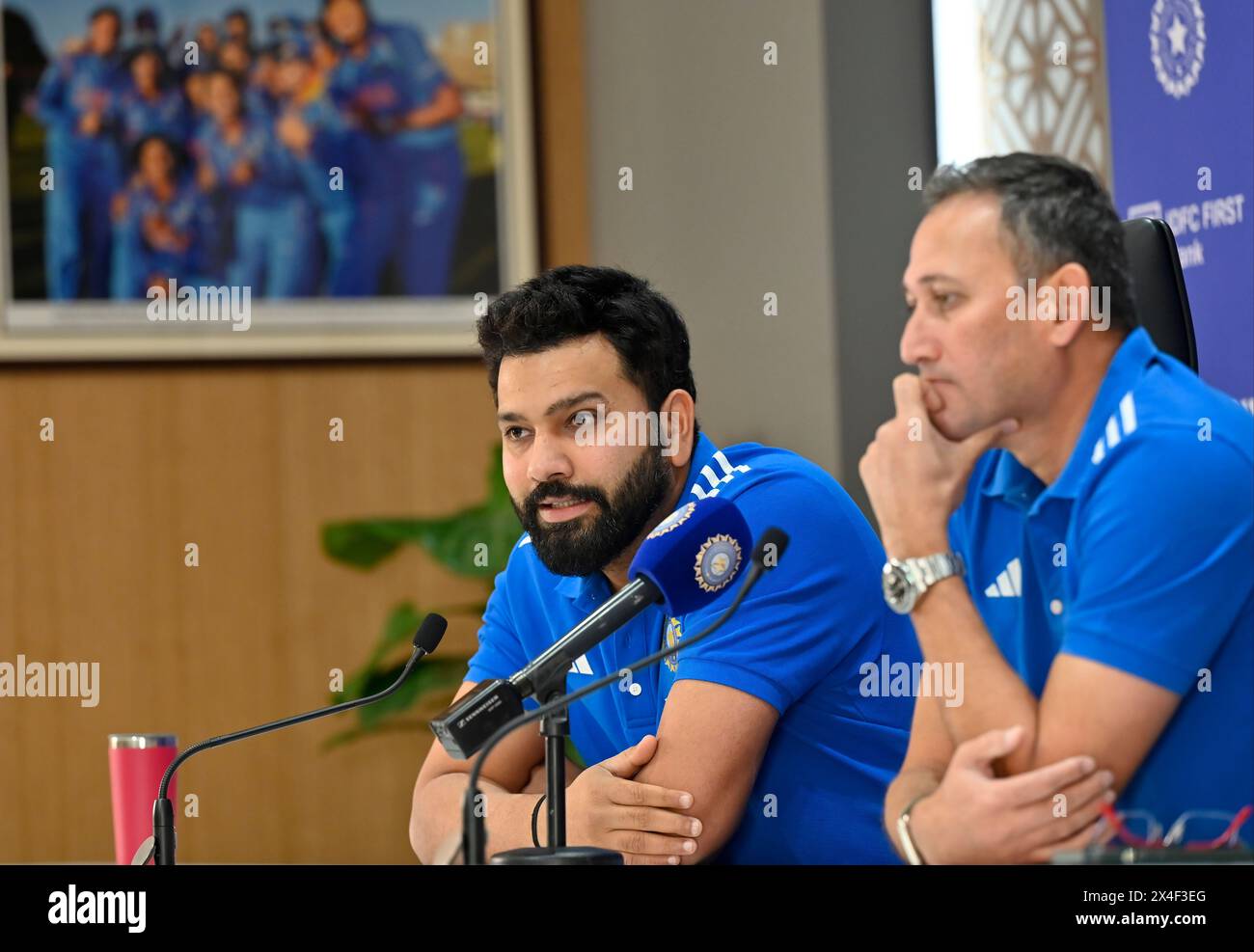 MUMBAI, INDIA - MAY 2: Indian Cricket Team Captain Rohit Sharma along with Chief Selector Ajit ...