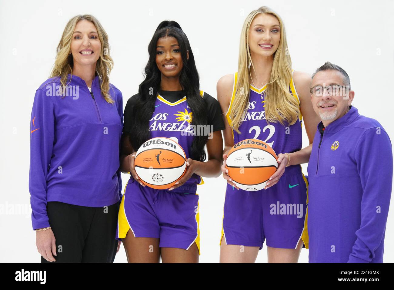 LA Sparks (from left) general manager Raegan Pebley, forwards Cameron ...