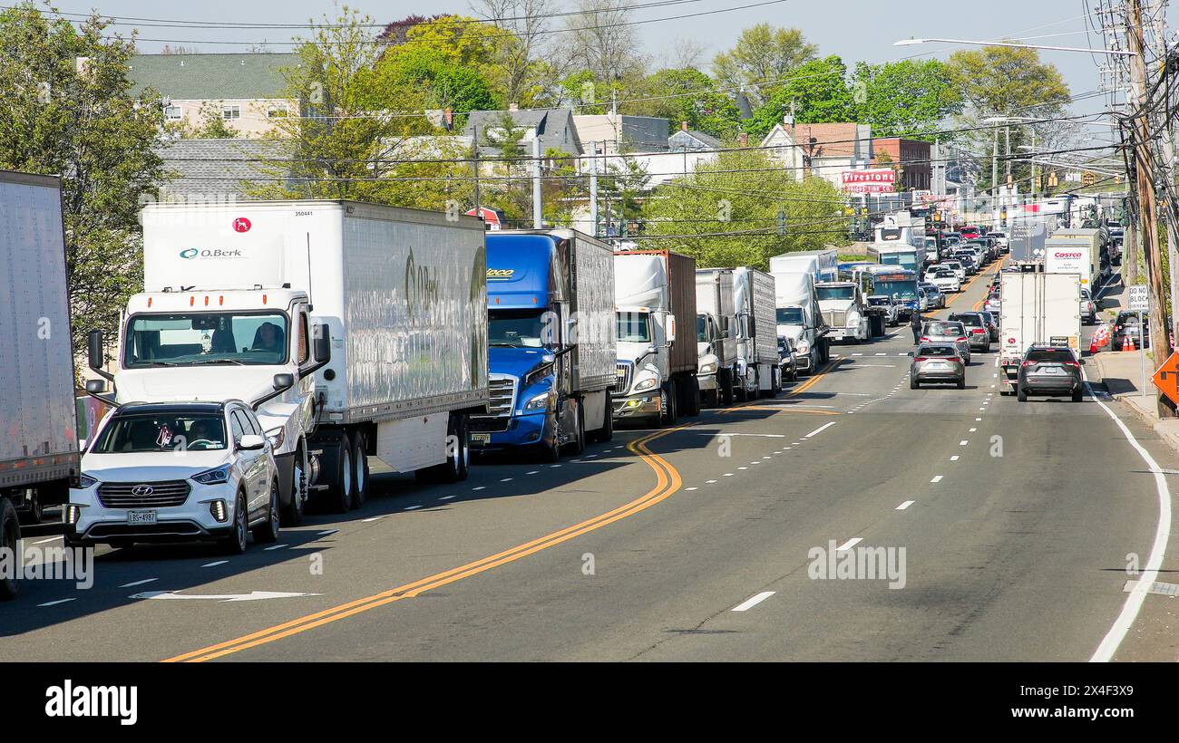 NORWALK,CT, USA- MAY 2, 2024: Traffic on Post Road Road 1 in Norwal ...