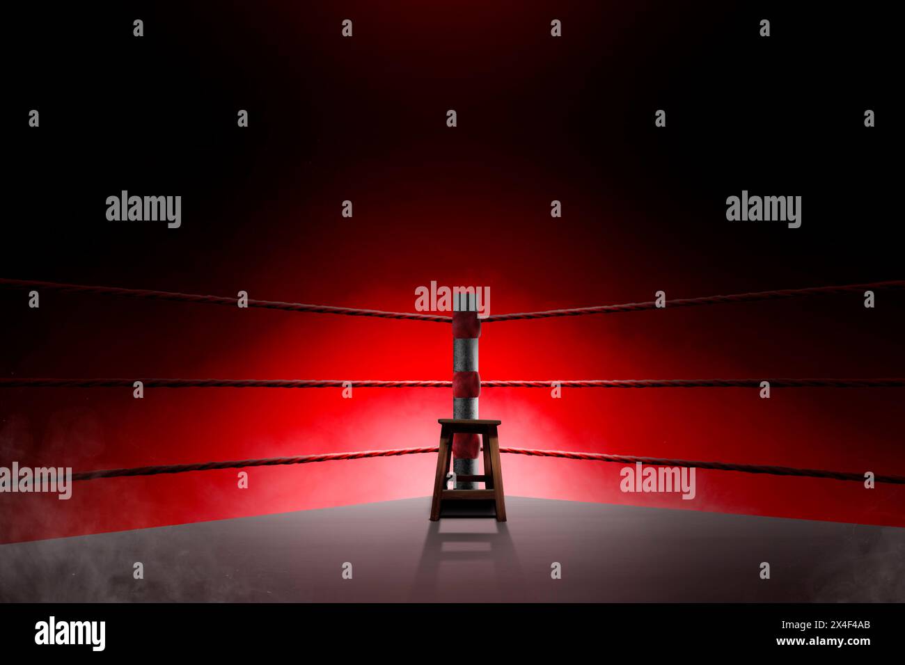 An empty seat in the corner of a boxing ring in the stadium arena Stock ...