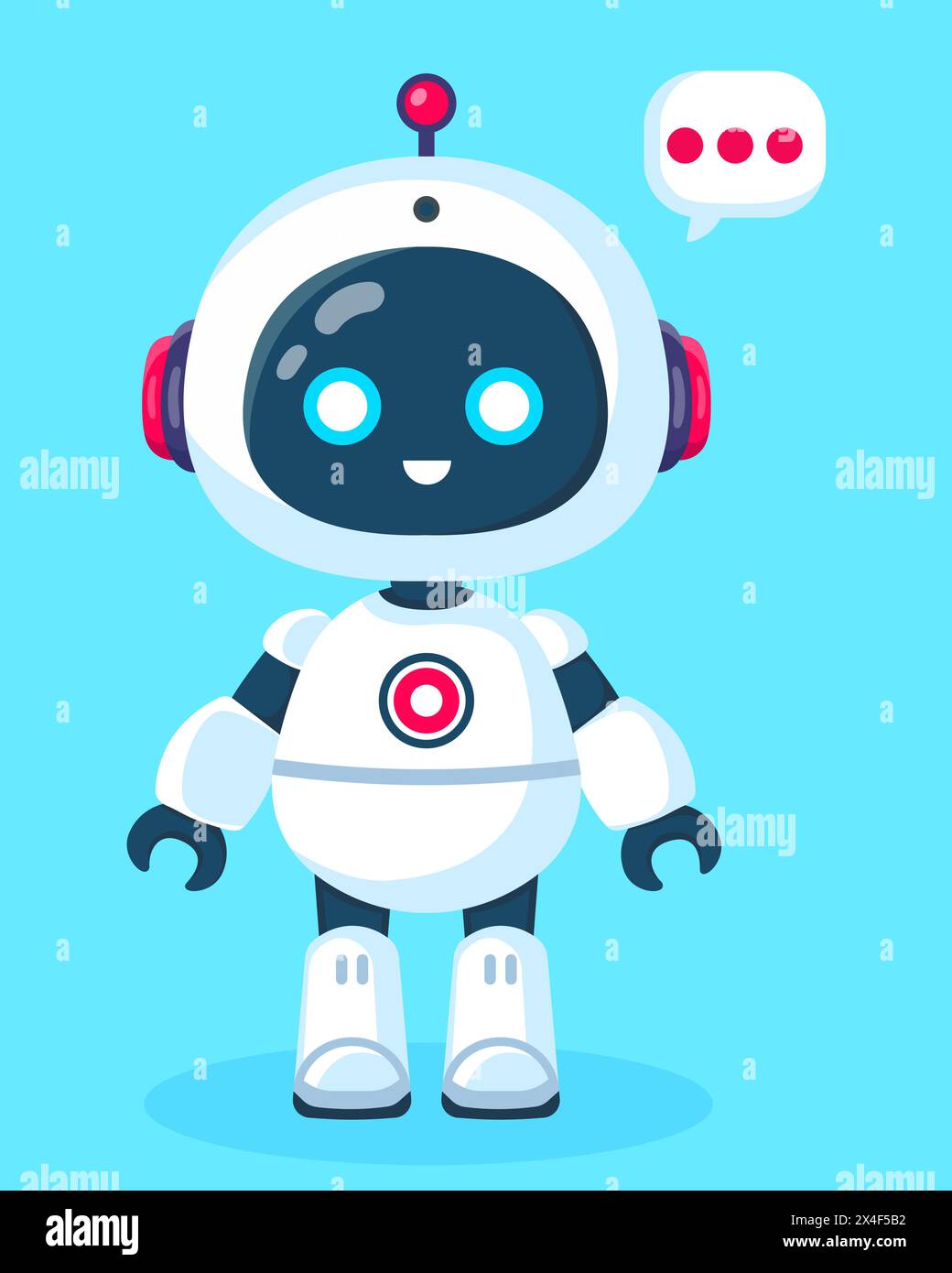 Cute cartoon robot assistant. Artificial intelligence, online support ...