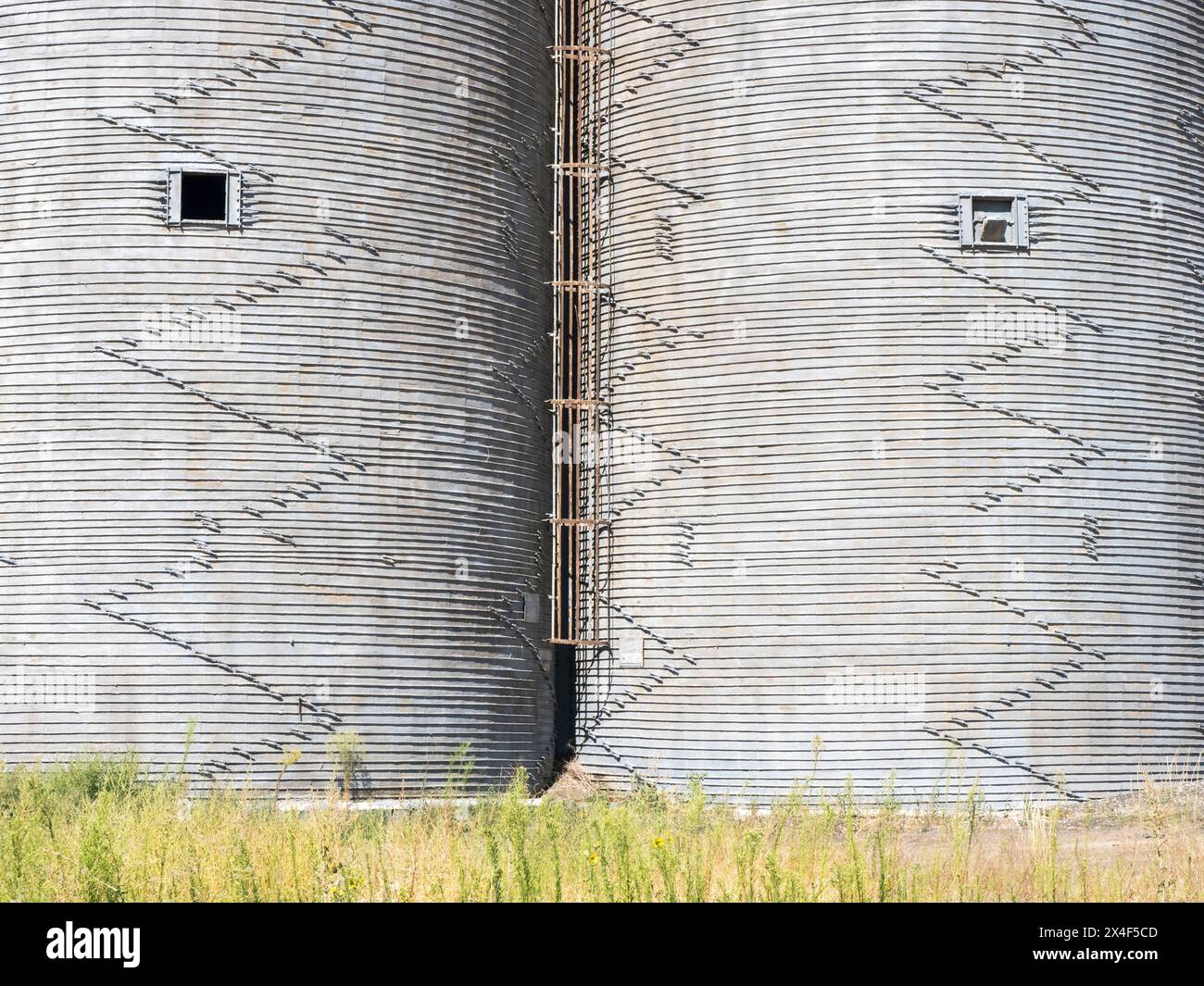 Closeup of metal grain bins in the Palouse at harvest time Stock Photo ...