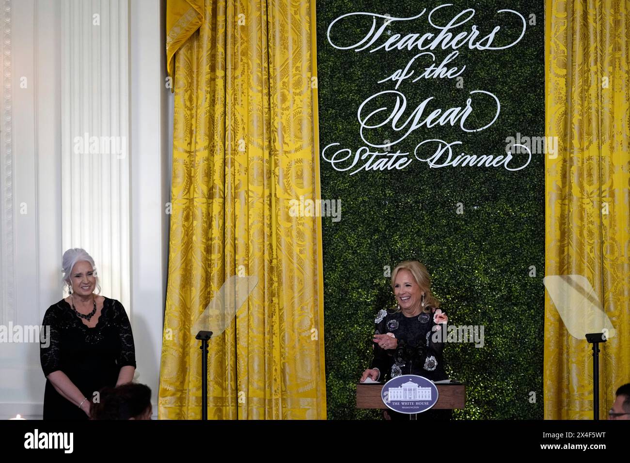 First lady Jill Biden, right, standing with Missy Testerman, left, the ...