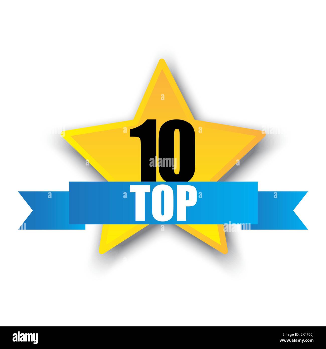 Number ten top star badge. Vector rating symbol. Bright ribbon design ...