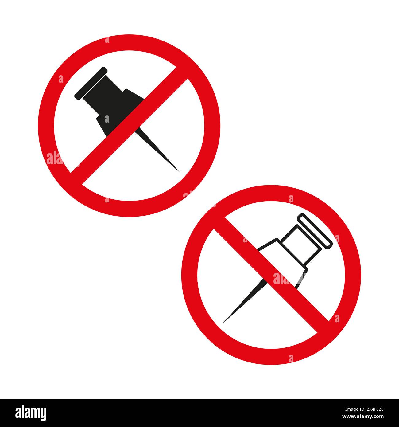 No pushpins allowed. Office pin prohibition signs Vector. Stationery ...