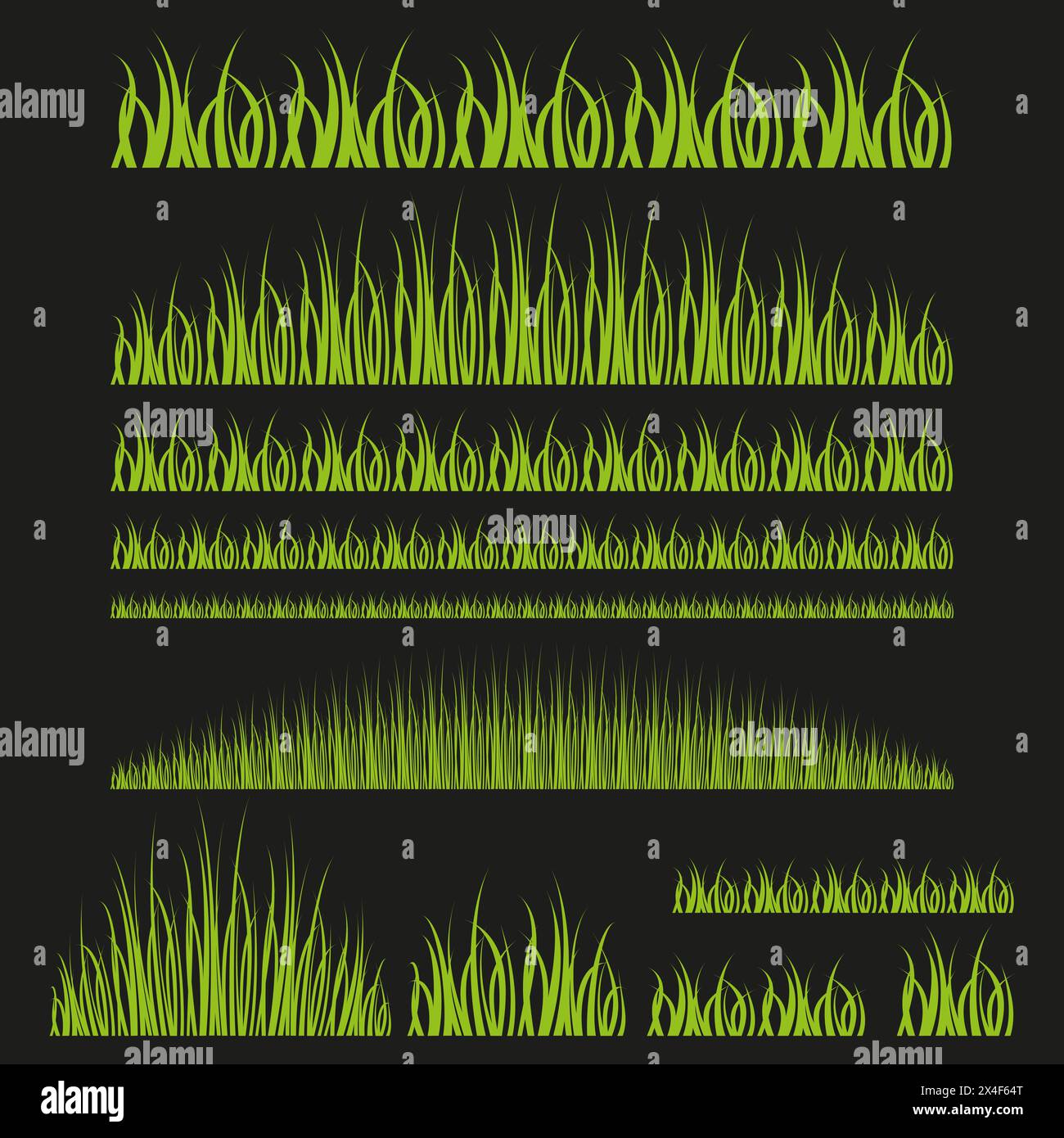 Variety of grass silhouettes set. Green nature and garden design ...