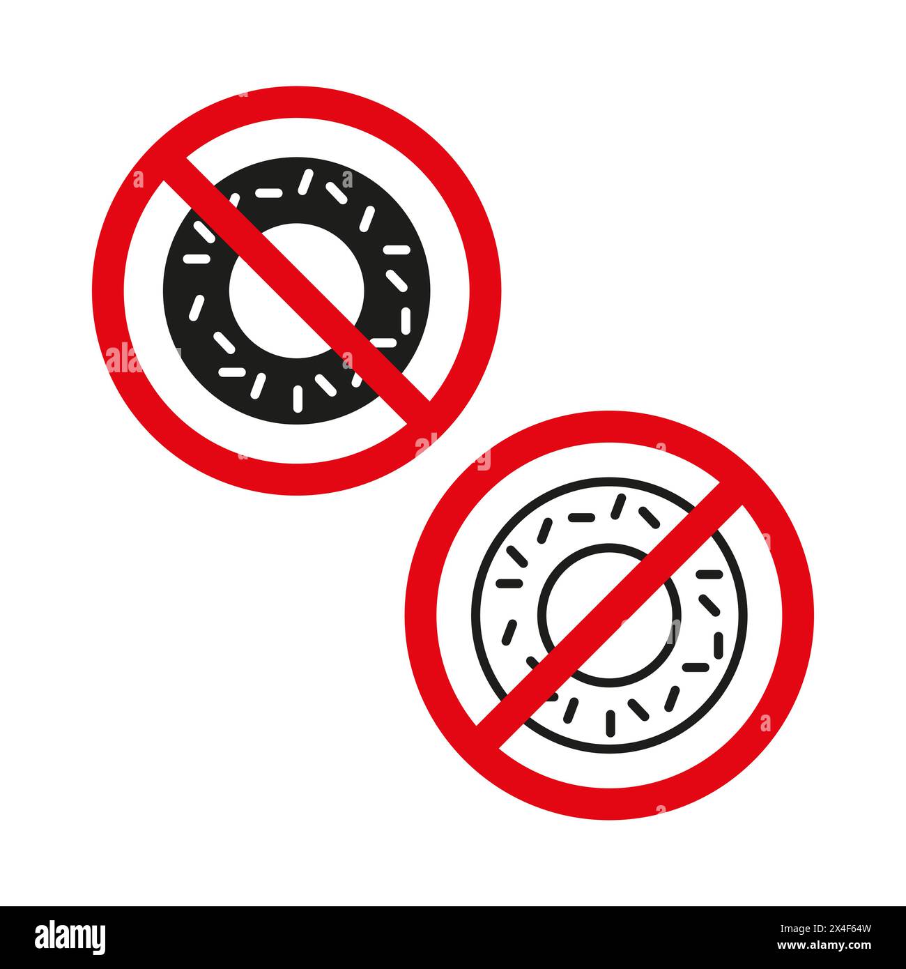 No donuts allowed sign. Food consumption forbidden. Sale of sweets ...