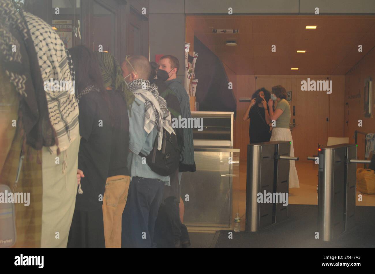 Pro-Palestine protesters of the "Gaza Solidarity Encampment" are seen ...