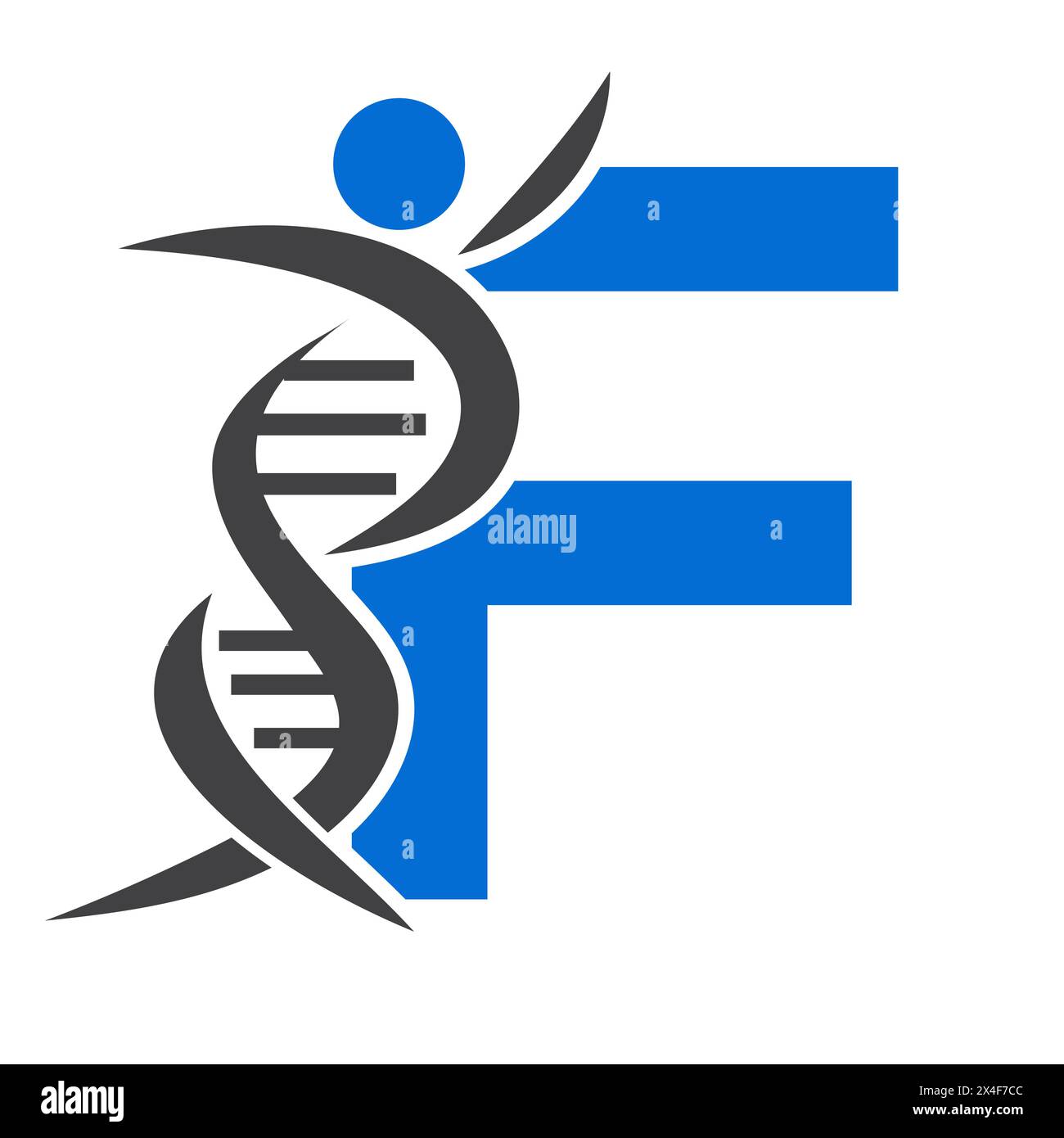 Letter F DNA Logo With Human Symbol. DNA Cell Icon. Health Care Sign ...
