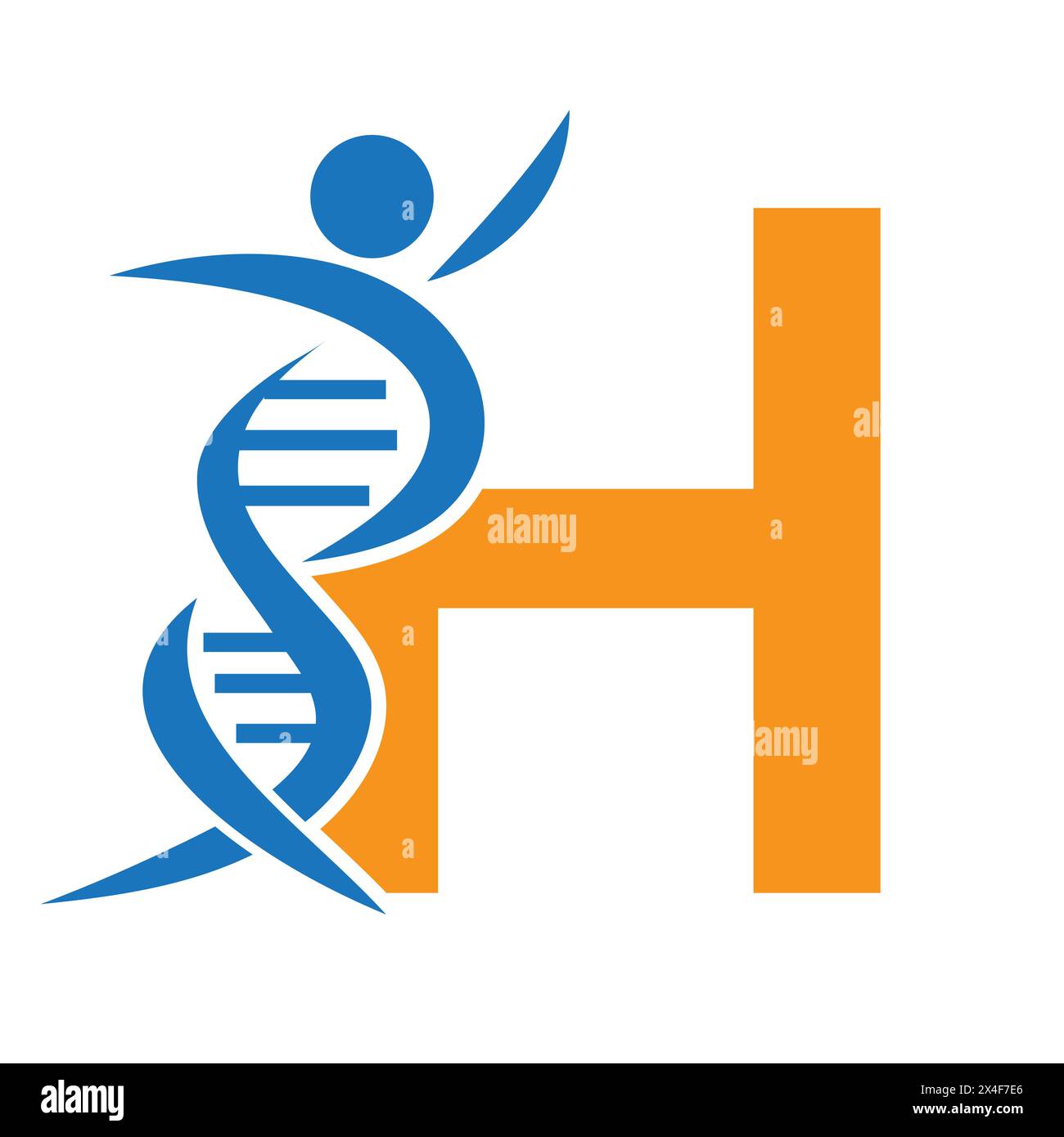 Letter H DNA Logo With Human Symbol. DNA Cell Icon. Health Care Sign ...