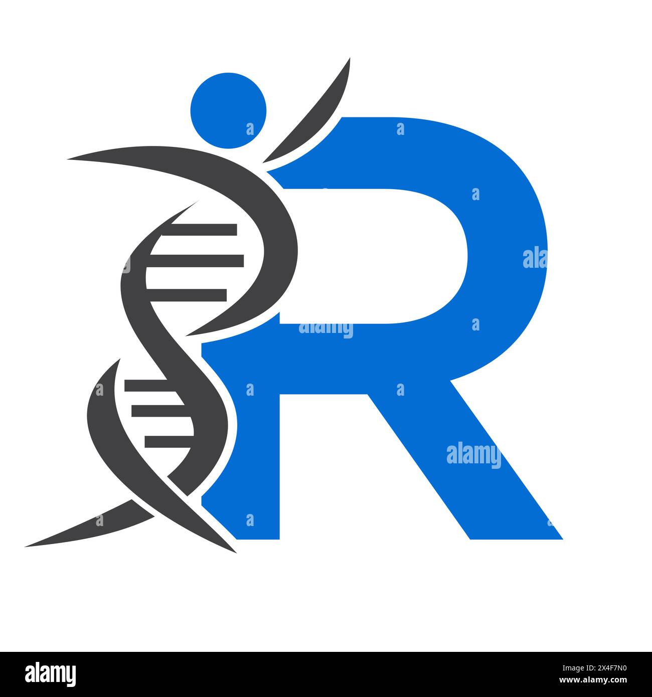 Letter R DNA Logo With Human Symbol. DNA Cell Icon. Health Care Sign ...