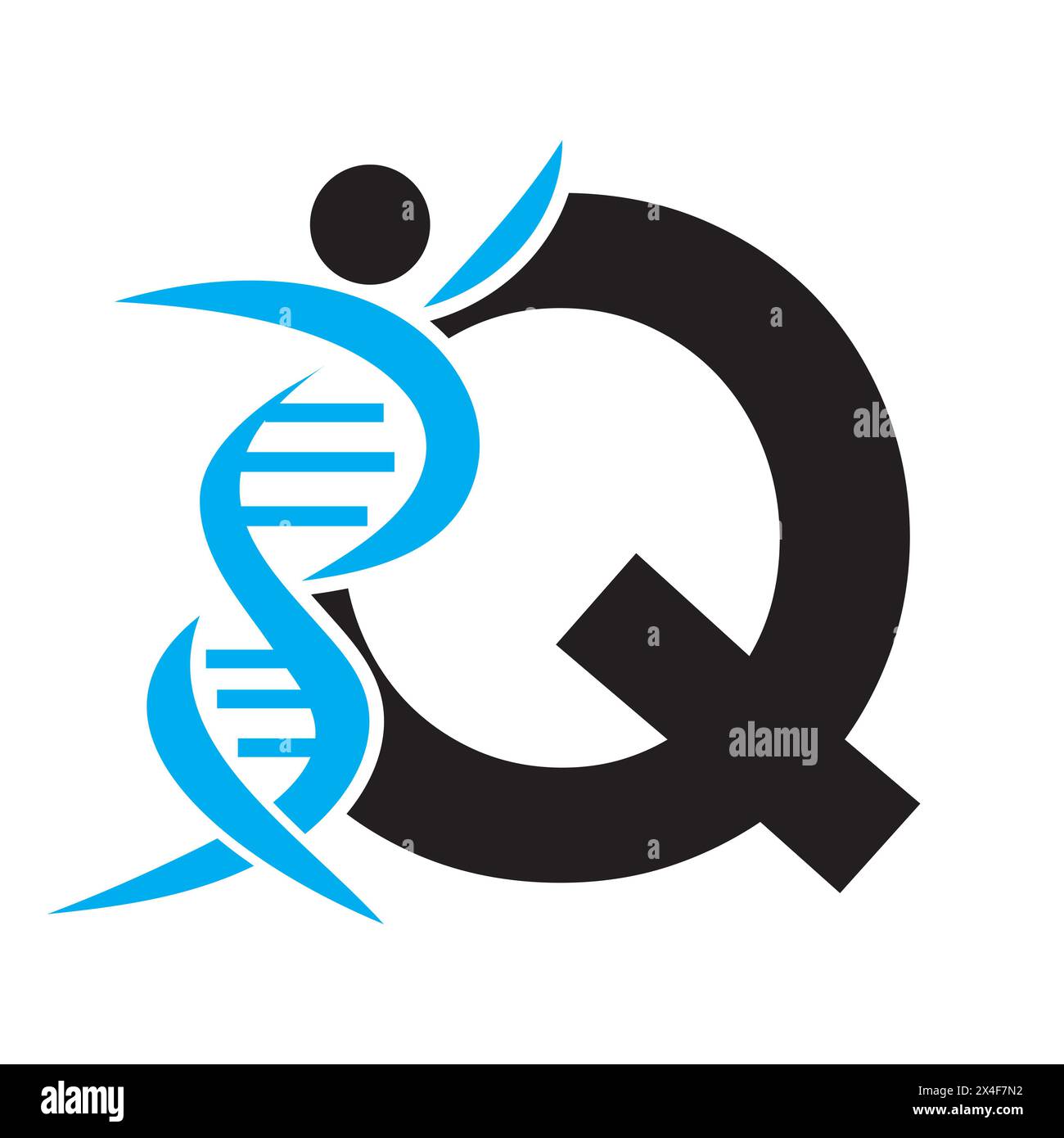 Letter Q DNA Logo With Human Symbol. DNA Cell Icon. Health Care Sign ...