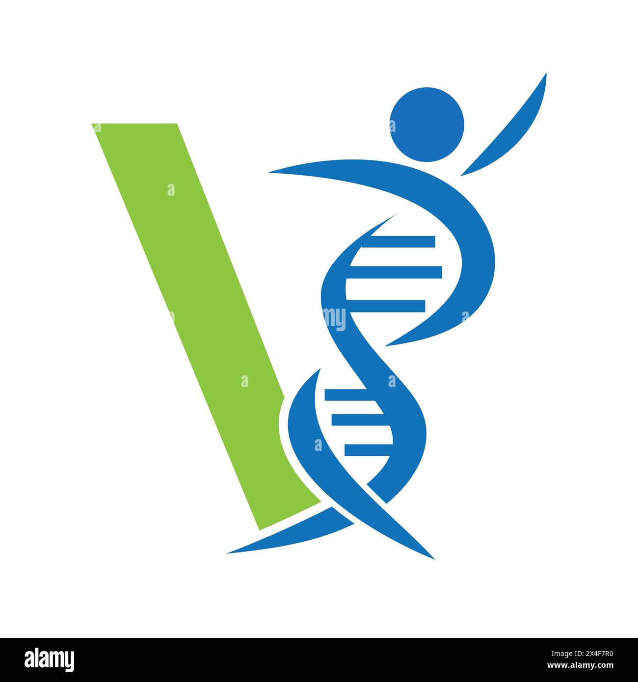 Letter V DNA Logo With Human Symbol. DNA Cell Icon. Health Care Sign ...