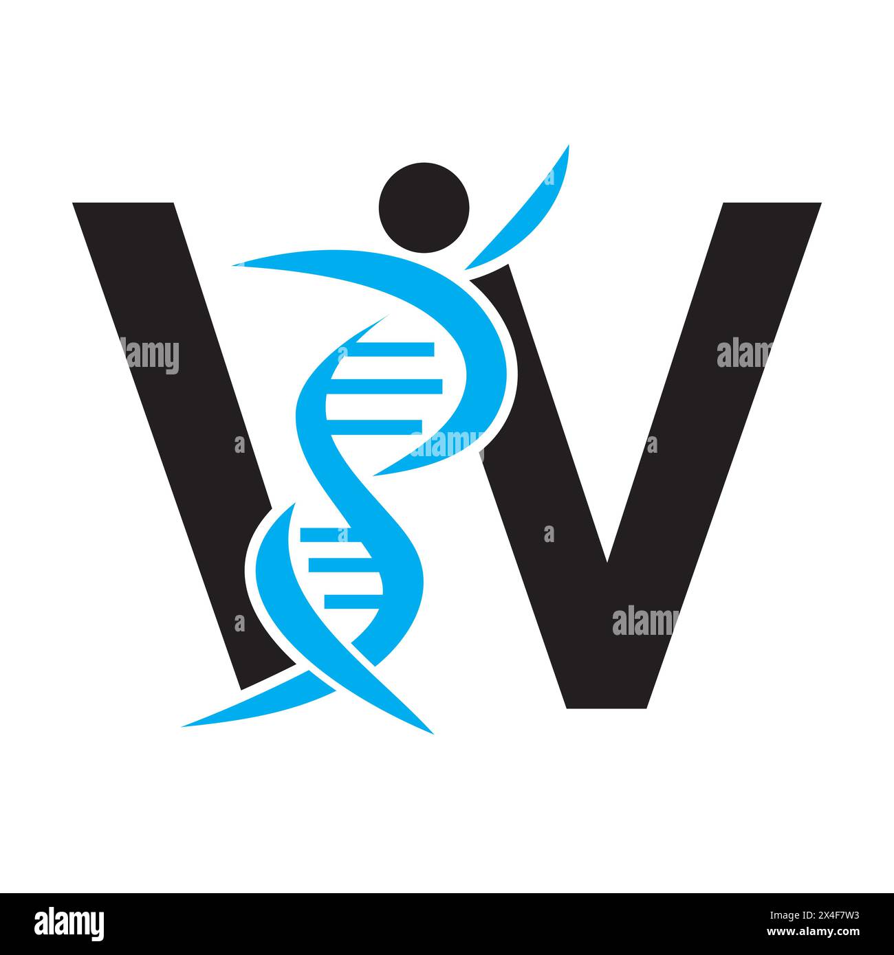 Letter W DNA Logo With Human Symbol. DNA Cell Icon. Health Care Sign ...