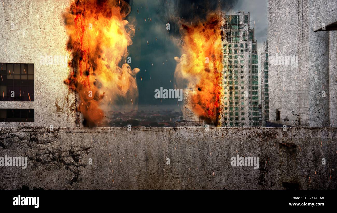 Burning city nuclear explosion hi-res stock photography and images - Alamy