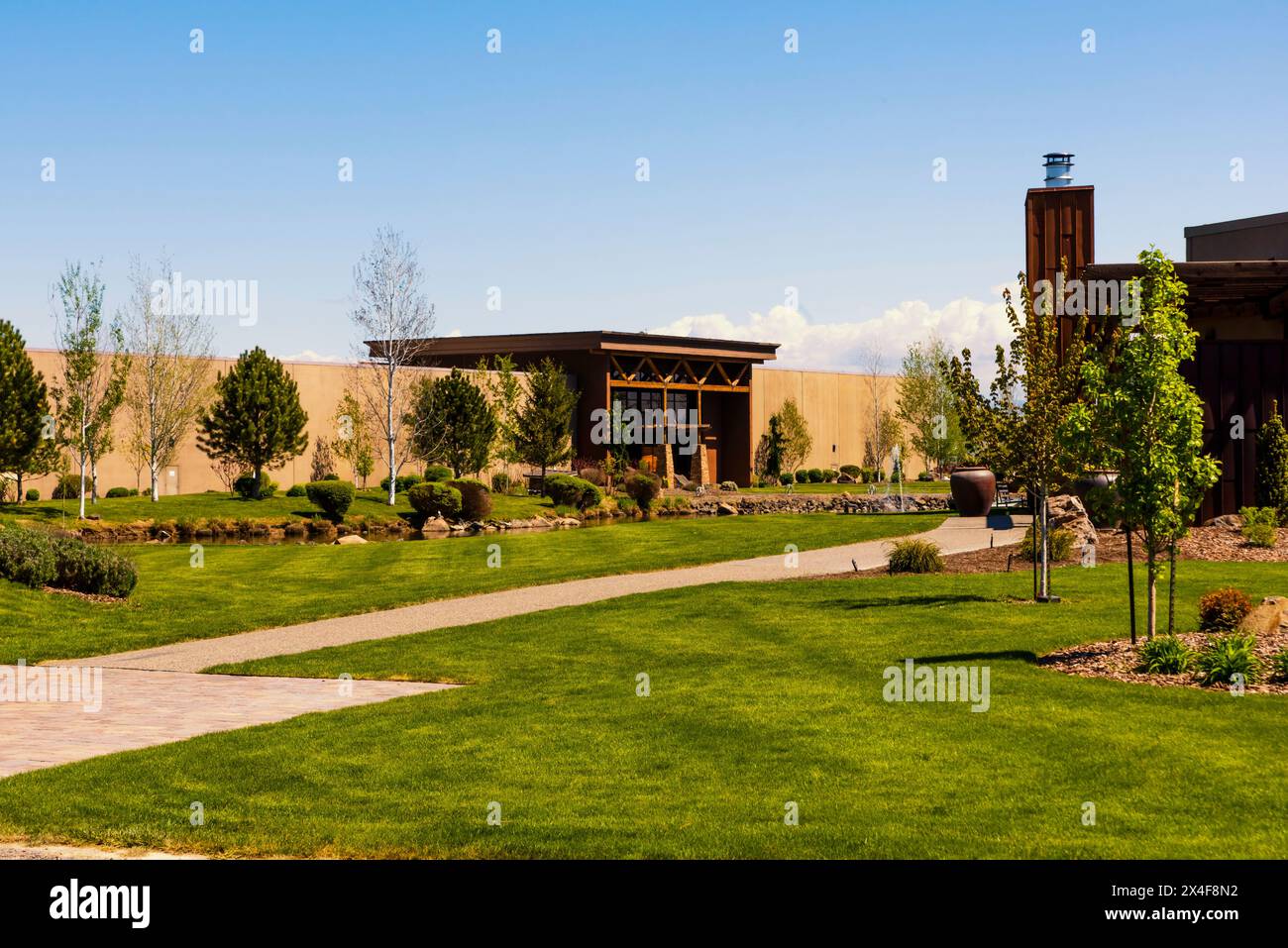 USA, Washington State, Walla Walla. Waterbrook winery is a destination ...