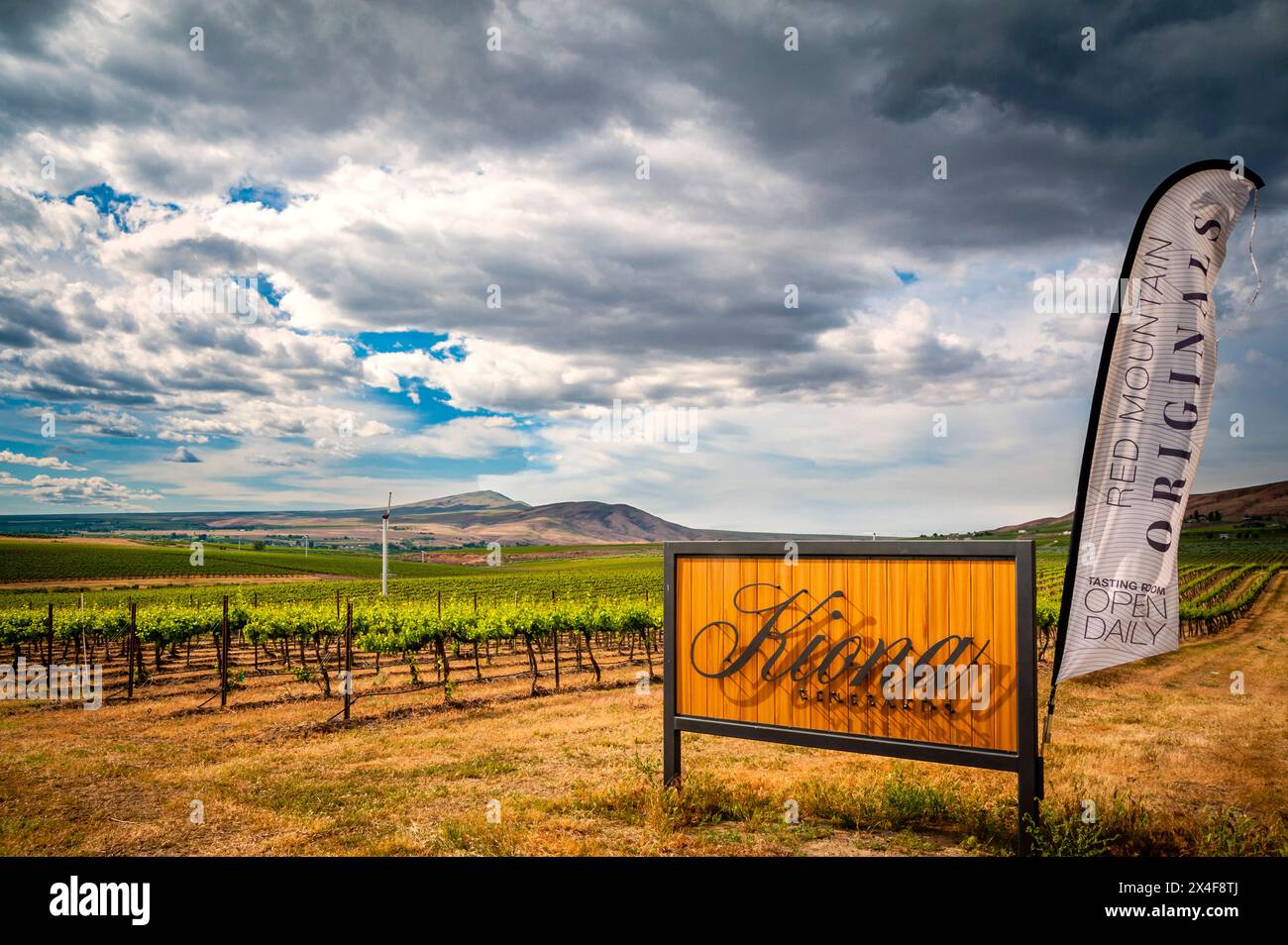 USA, Washington State, Red Mountain. Welcome spring rain clouds gather ...