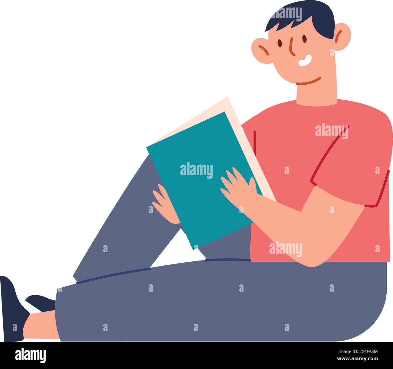 Happy casual man reading Stock Vector Images - Alamy