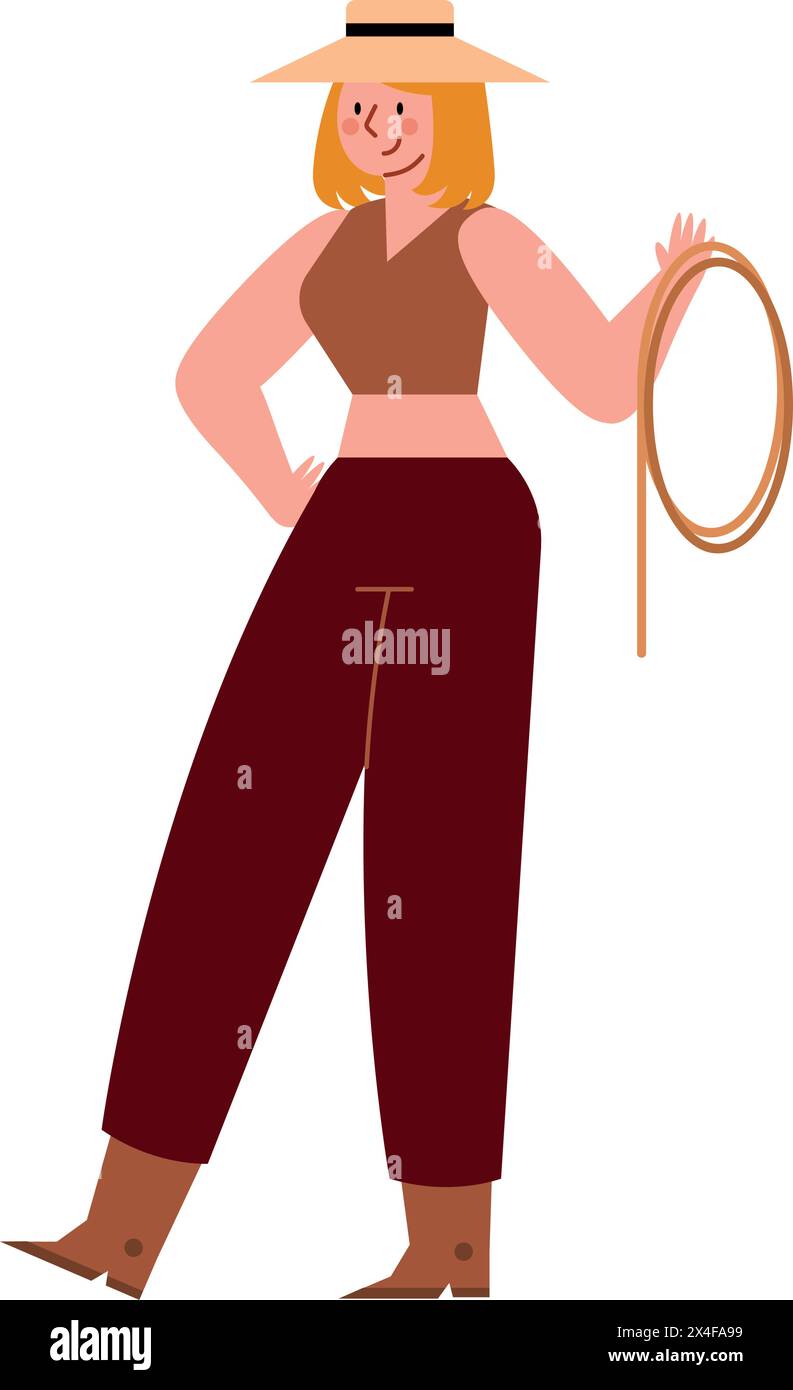 rodeo woman with rope Stock Vector Image & Art - Alamy