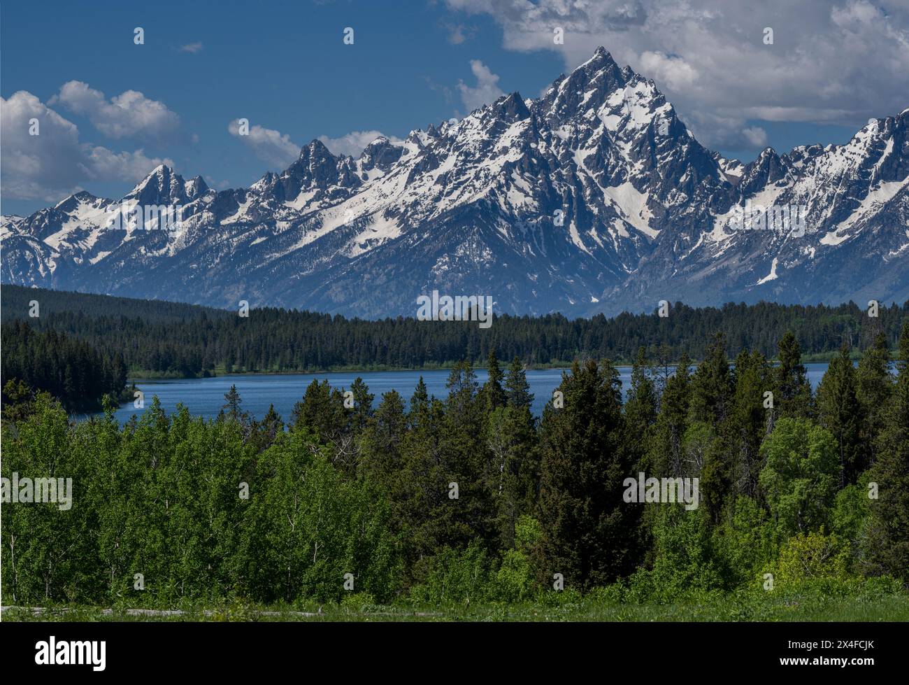 USA, Wyoming. Landscape of Grand Teton and Emma Matilda Lake, Grand ...
