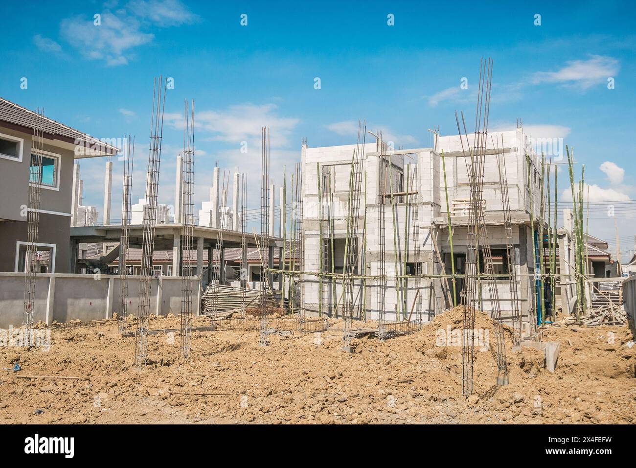New House construction in building site Stock Photo - Alamy
