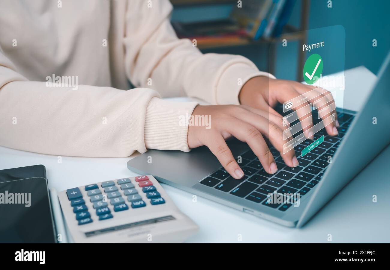 Business people using computer, online payment, banking, online ...