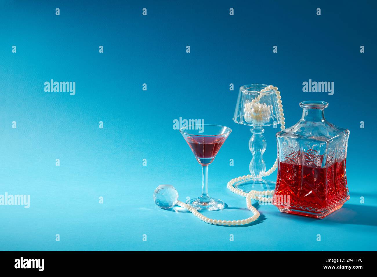 Front view of whiskey glass with decanter vertical decorated with glass ...