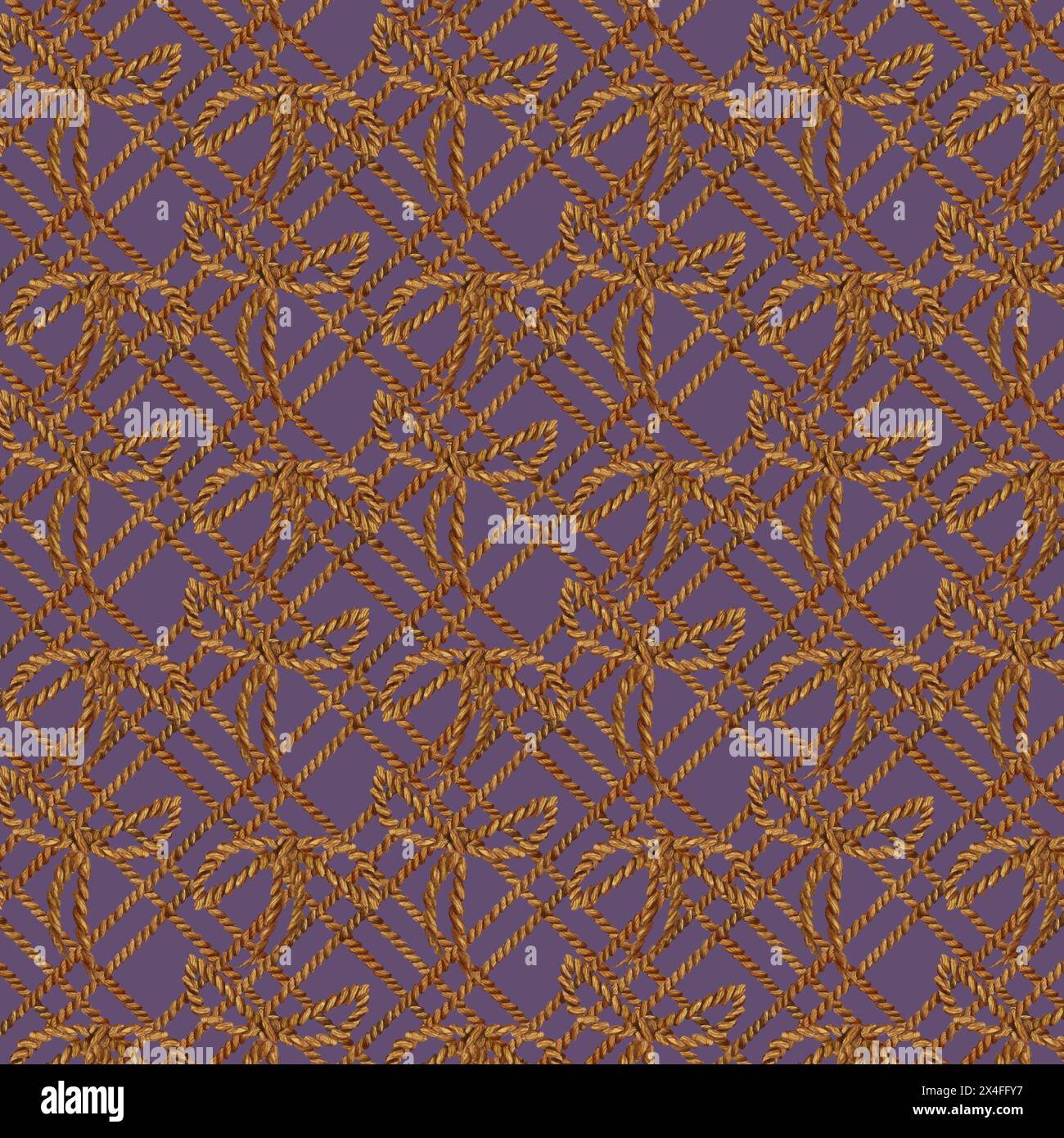 Seamless pattern of brown rope with stripes and bows from an old ...