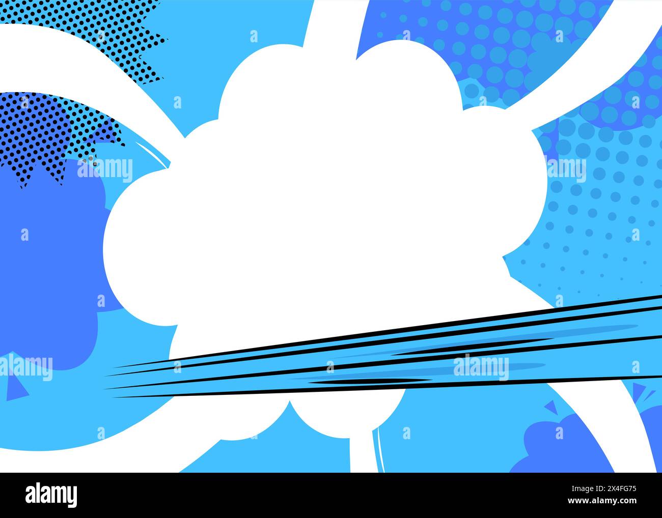 Blue Cartoon Abstract Background, comic book backdrop. Retro vector ...