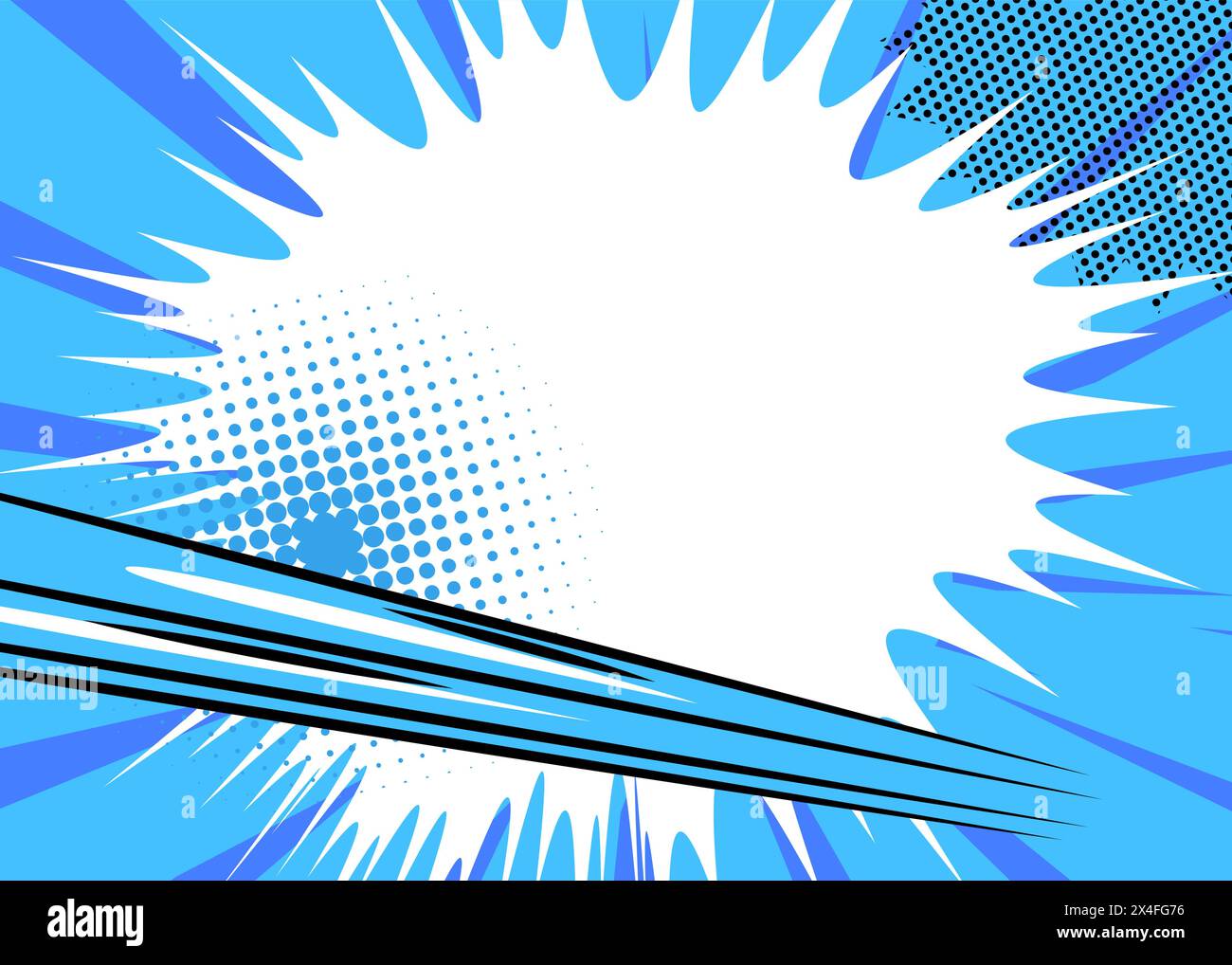 Blue Cartoon Abstract Background, comic book backdrop. Retro vector ...