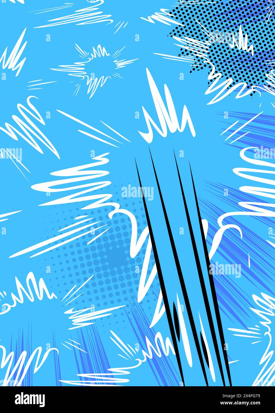 Blue Cartoon Abstract Background, comic book backdrop. Retro vector ...