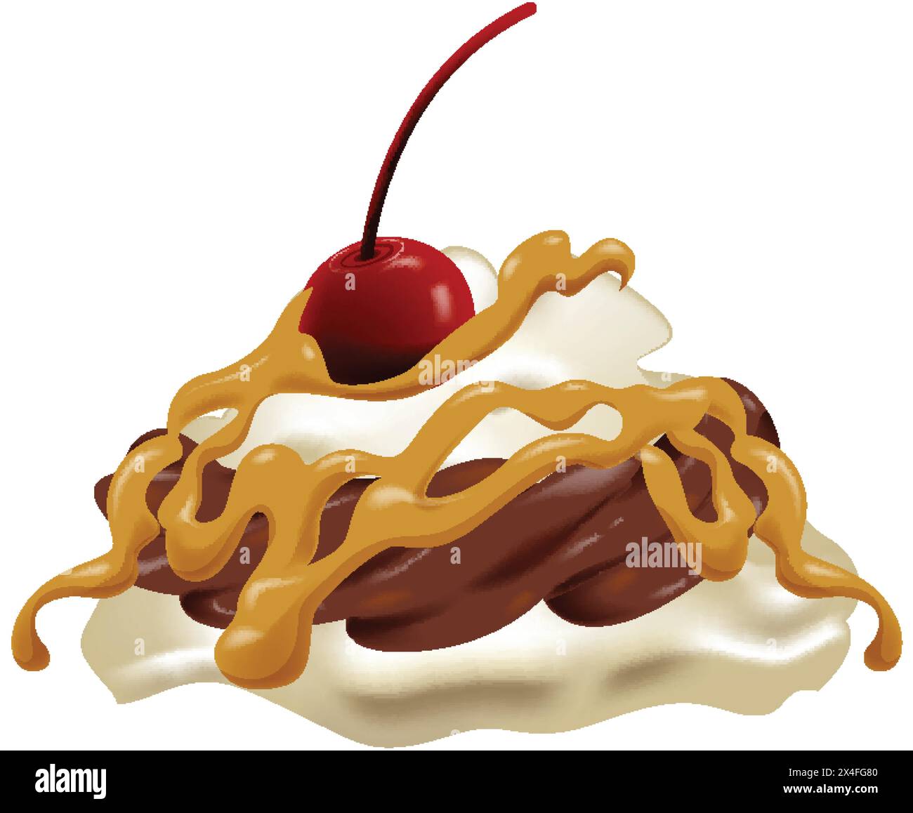 Vector illustration of a chocolate sundae with cherry Stock Vector ...