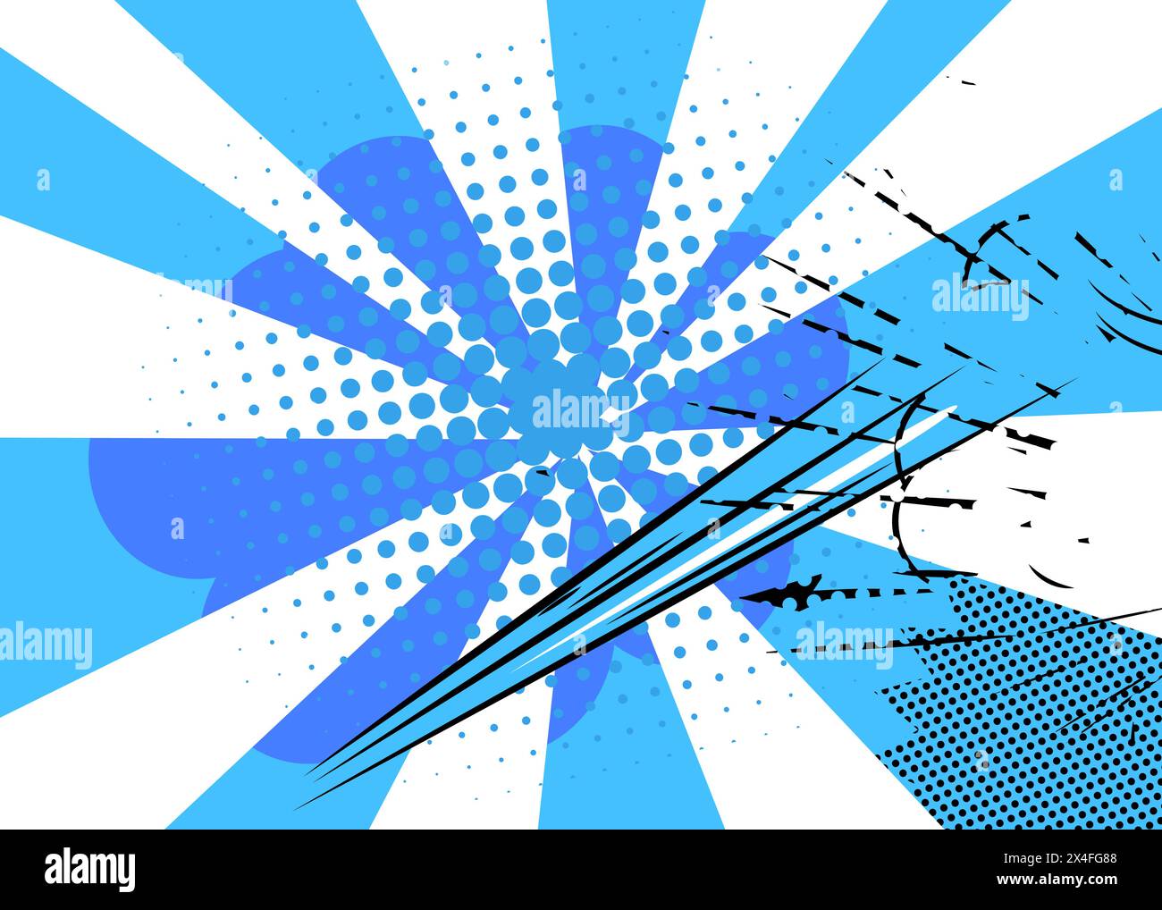 Blue Cartoon Abstract Background, comic book backdrop. Retro vector ...