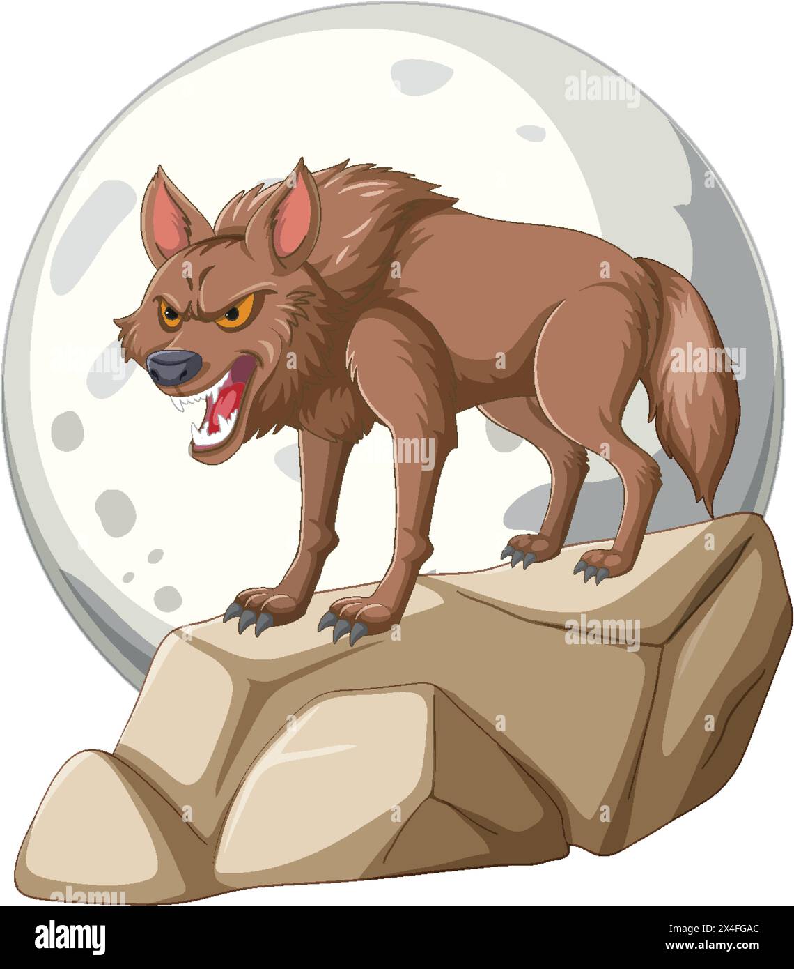 Illustration of a snarling wolf on a rocky outcrop Stock Vector Image ...