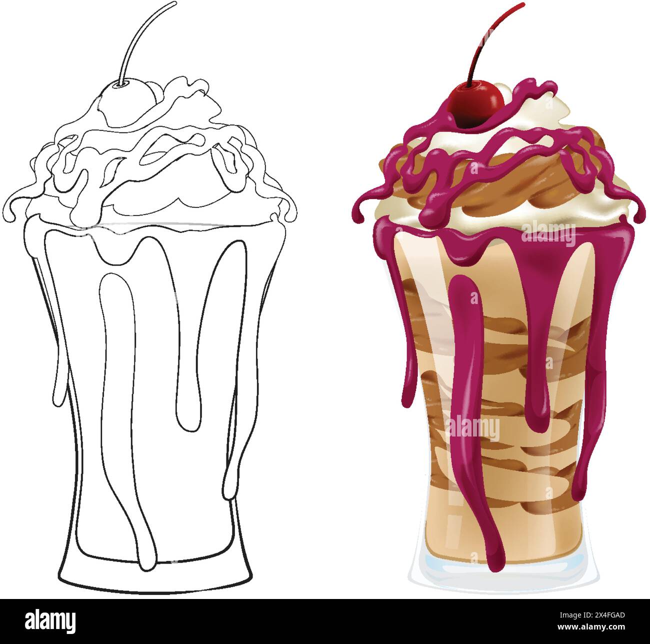 Vector illustration of a colorful sundae with cherry Stock Vector Image ...