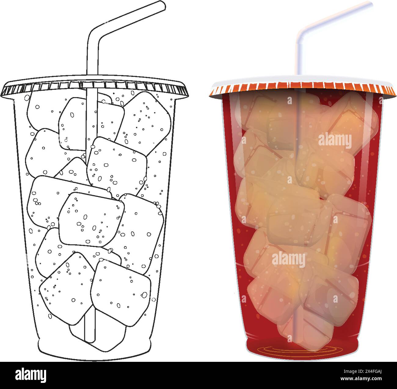 Vector illustration of a cold beverage with ice Stock Vector Image ...