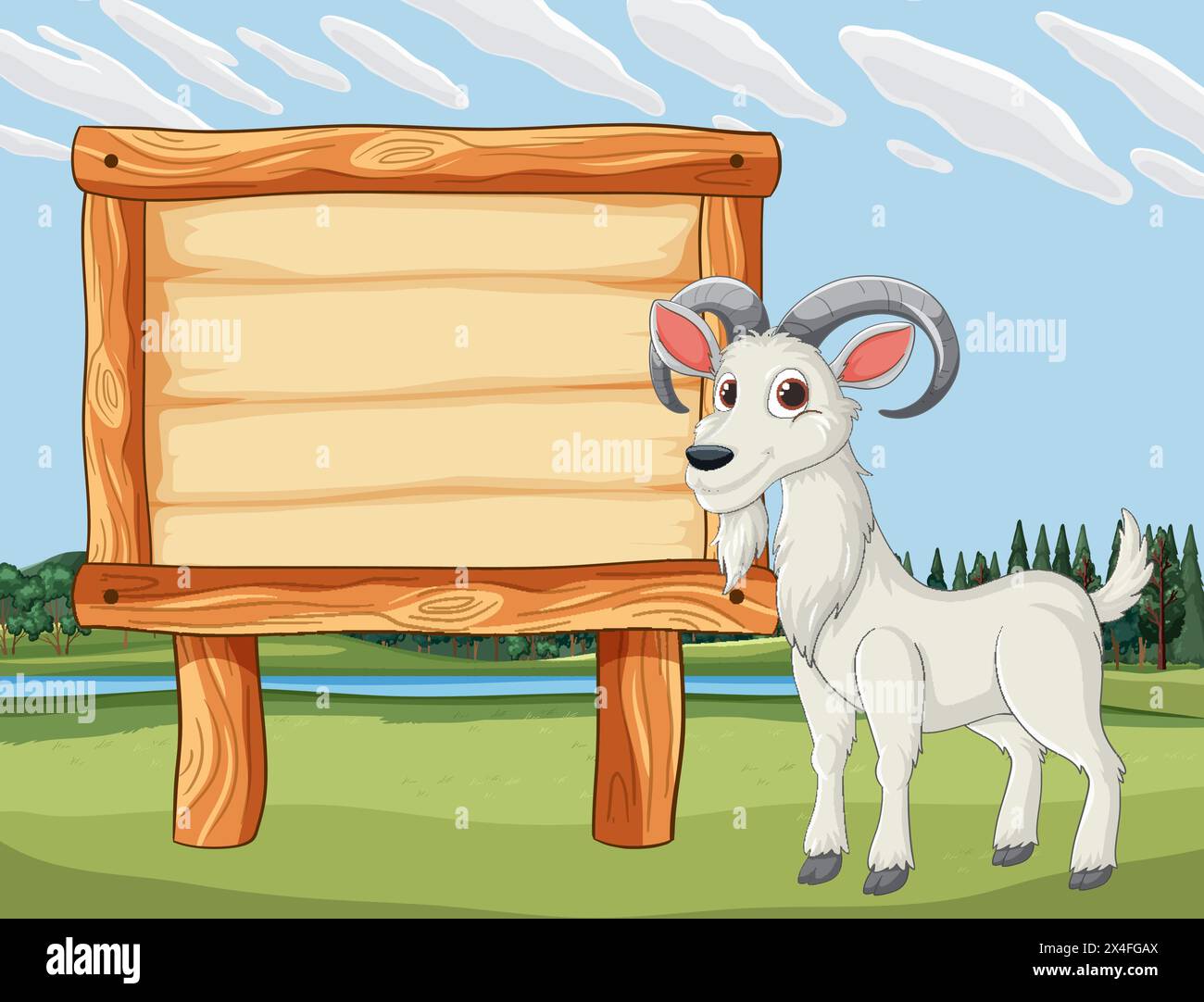 Cartoon goat standing next to a blank sign Stock Vector Image & Art - Alamy