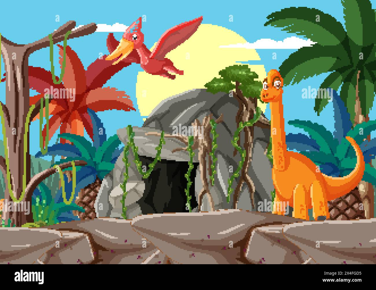 Vibrant prehistoric landscape hi-res stock photography and images - Alamy