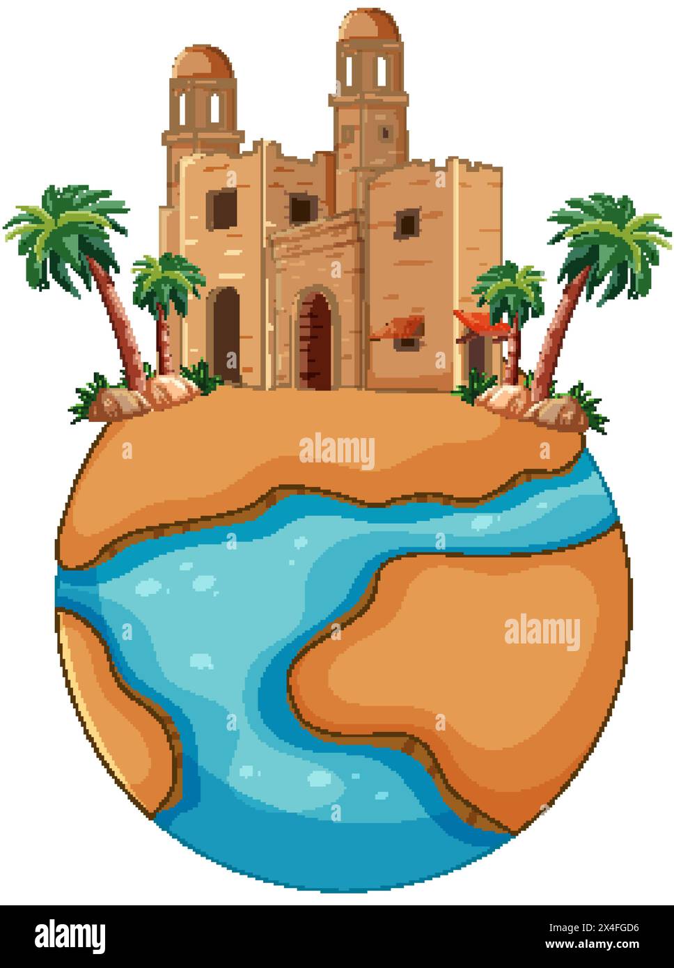 Illustration of a small earth with a desert oasis Stock Vector Image & Art - Alamy
