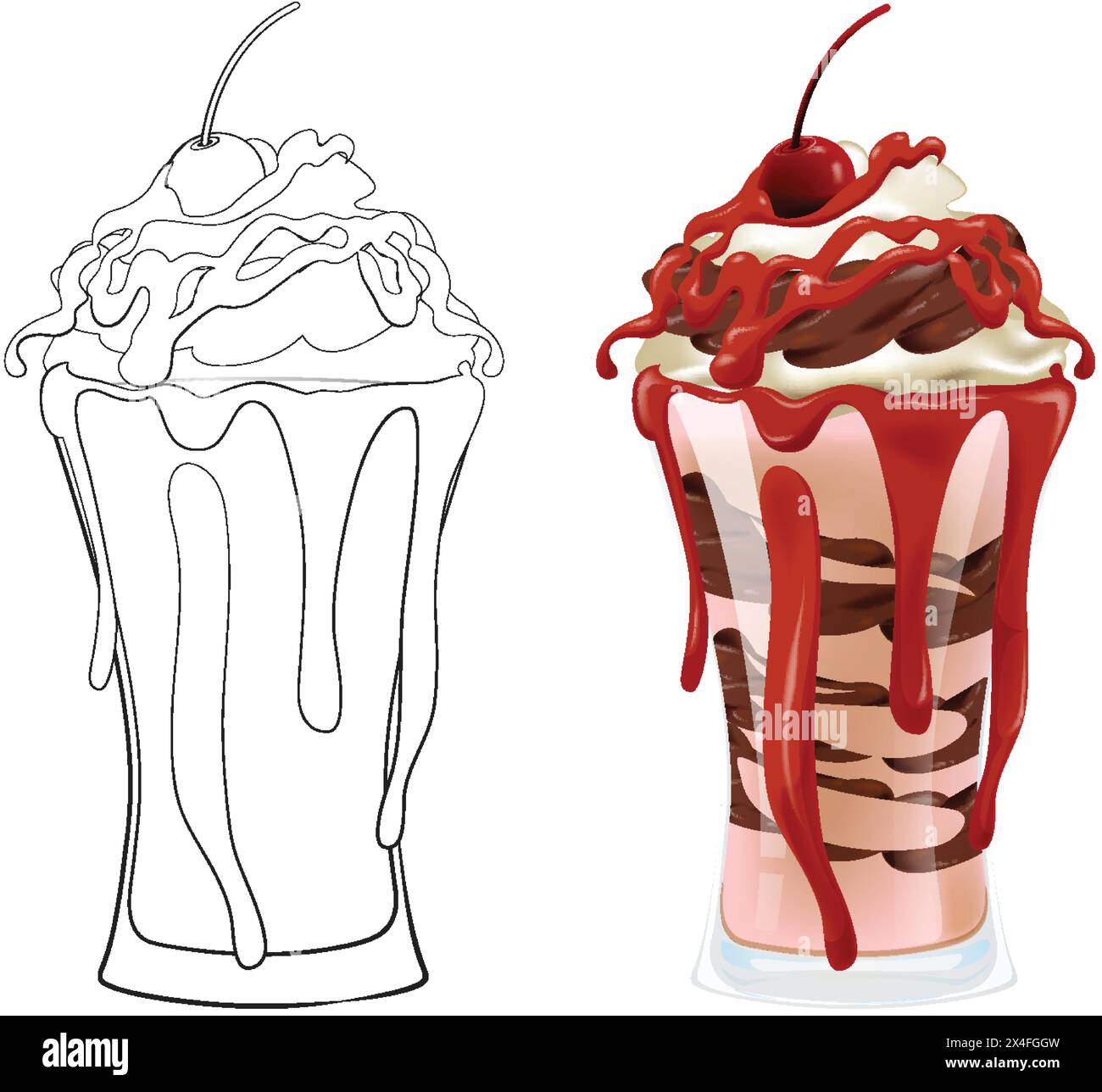 Vector art of two delicious ice cream sundaes Stock Vector Image & Art ...