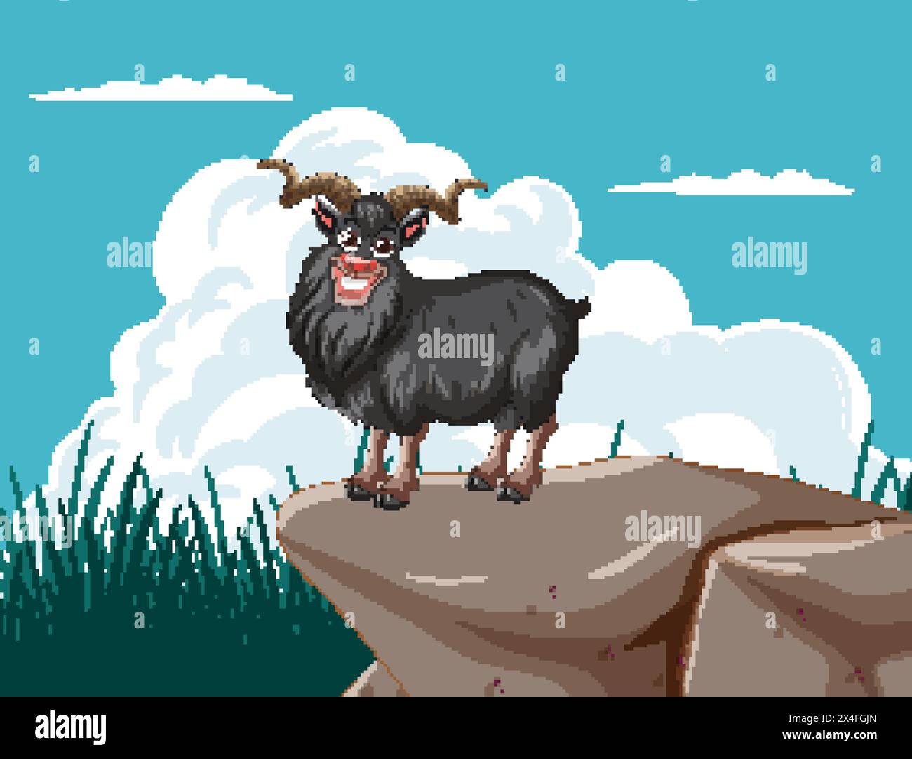 Cartoon goat standing atop a stone outcrop Stock Vector Image & Art - Alamy