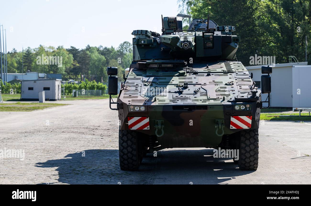 02 May 2024, Lower Saxony, Unterlüß: A Boxer wheeled armored infantry ...