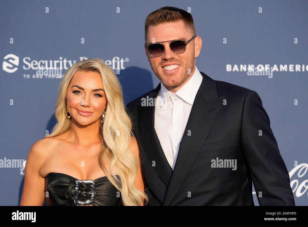 Los Angeles Dodgers' Freddie Freeman and his wife Chelsea pose together ...