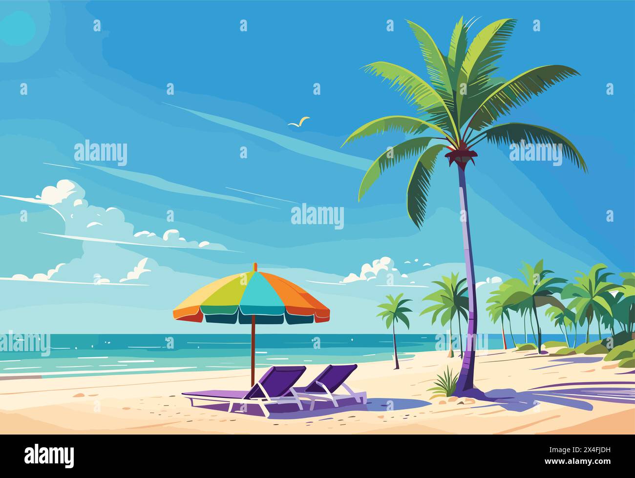 Tropical Sea beach background landscape vector art Stock Vector Image ...