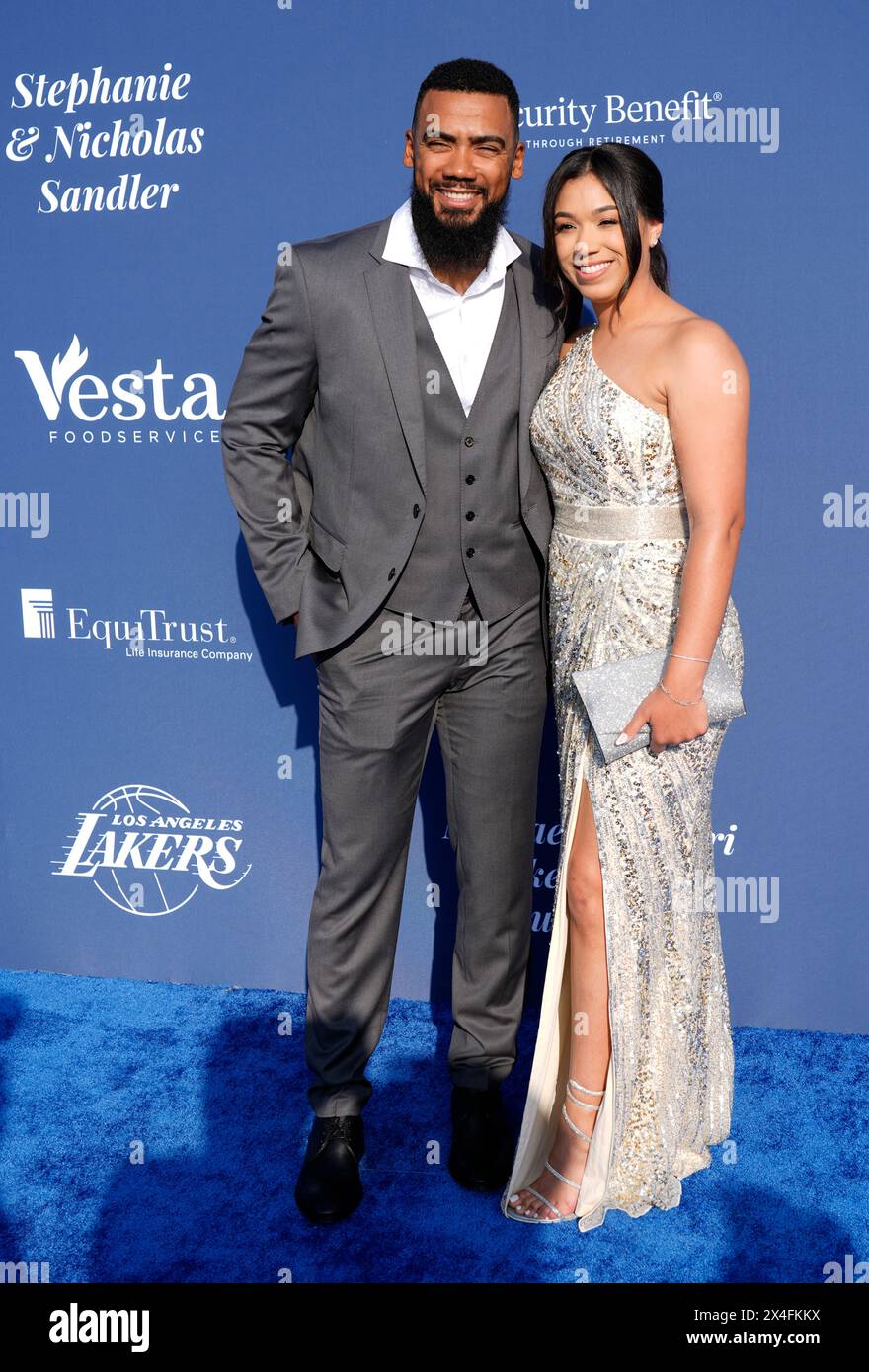 Los Angeles Dodgers' Teoscar Hernandez and his wife Jennifer pose ...