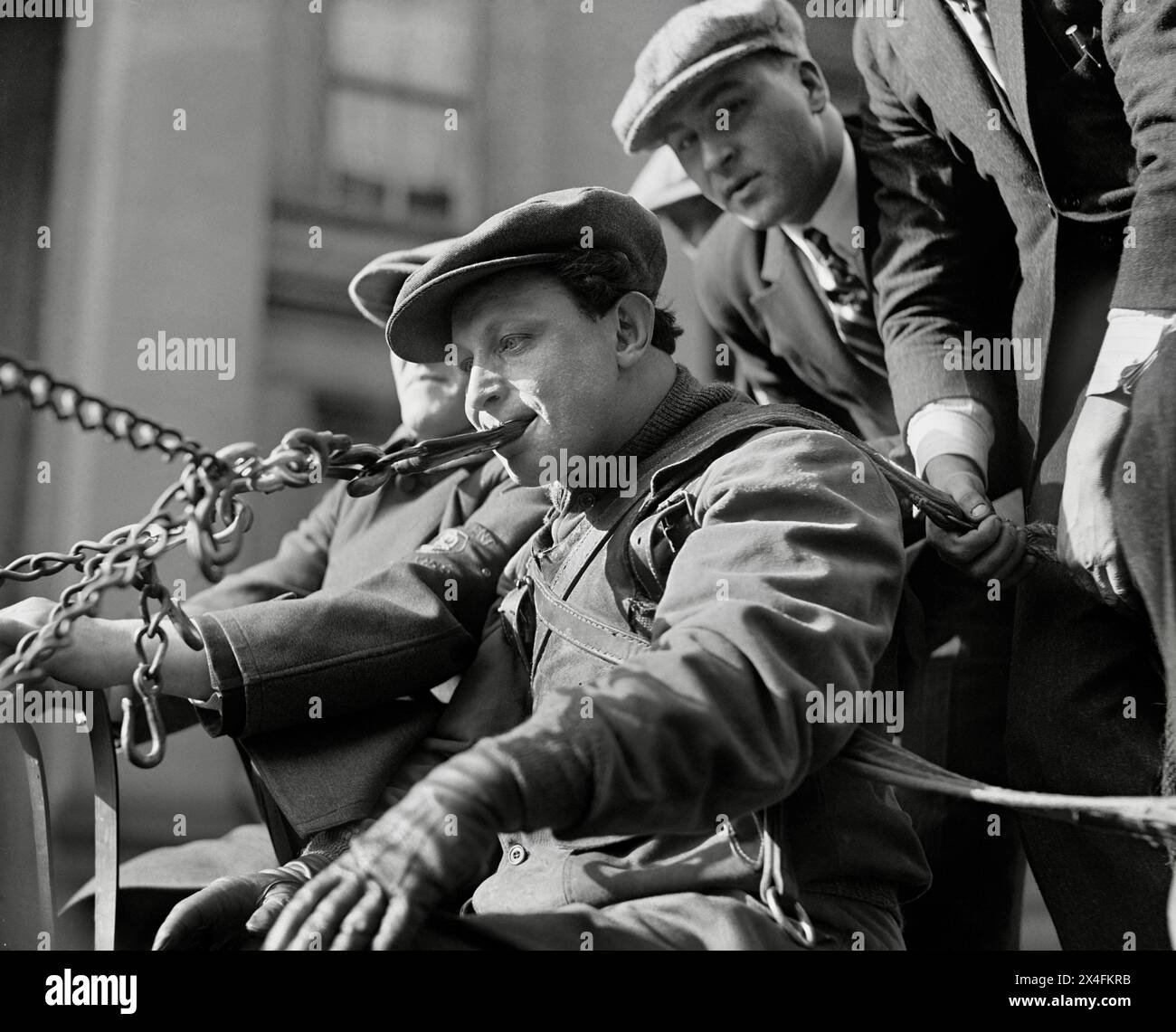 Siegmund Breitbart - shown here pulling a heavy weight using only his ...