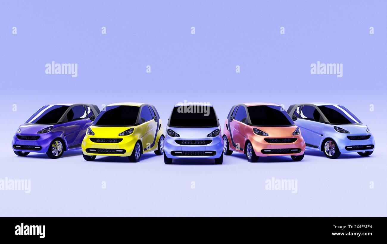 3d illustration colorful models of children's cars Stock Photo - Alamy
