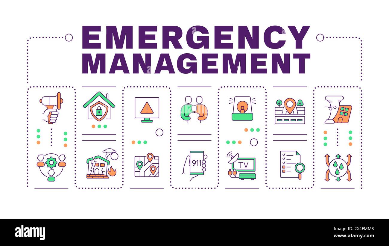 Emergency management word concept isolated on white Stock Vector Image ...