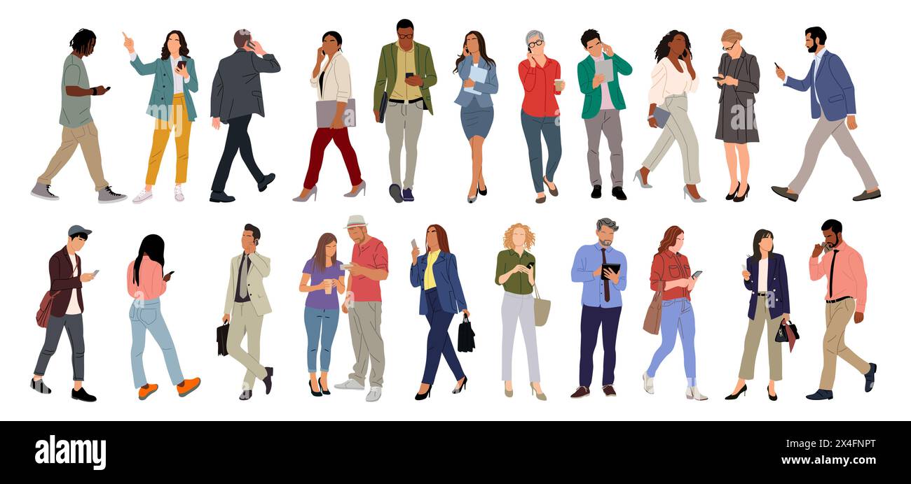 Set Of Different Business People Using Gadgets Stock Vector Image And Art