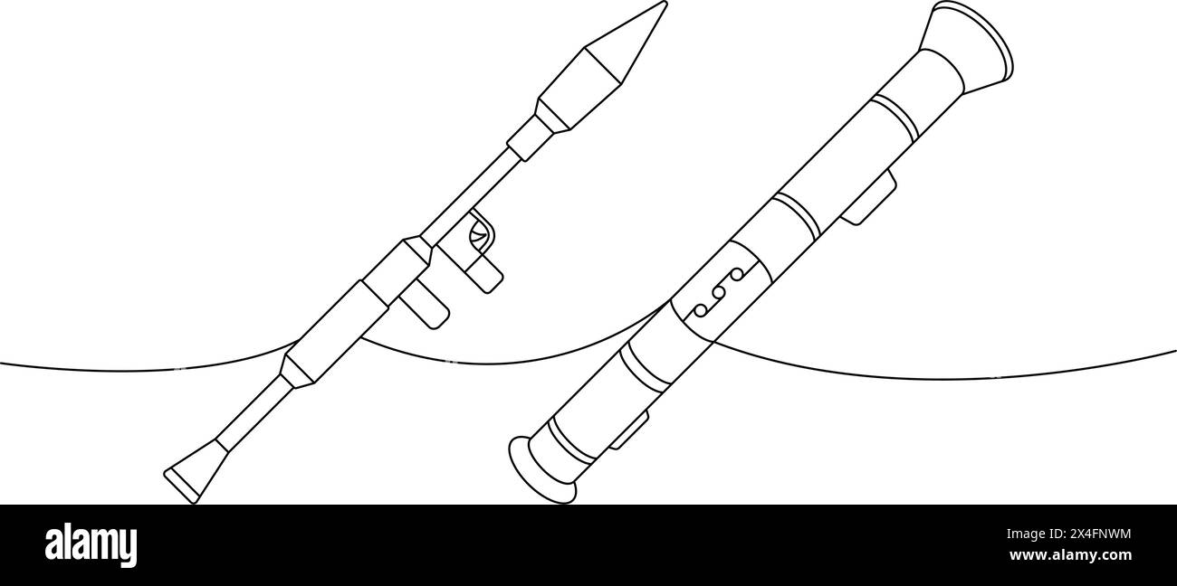 Set of anti-tank grenade launchers one line continuous drawing. Various ...